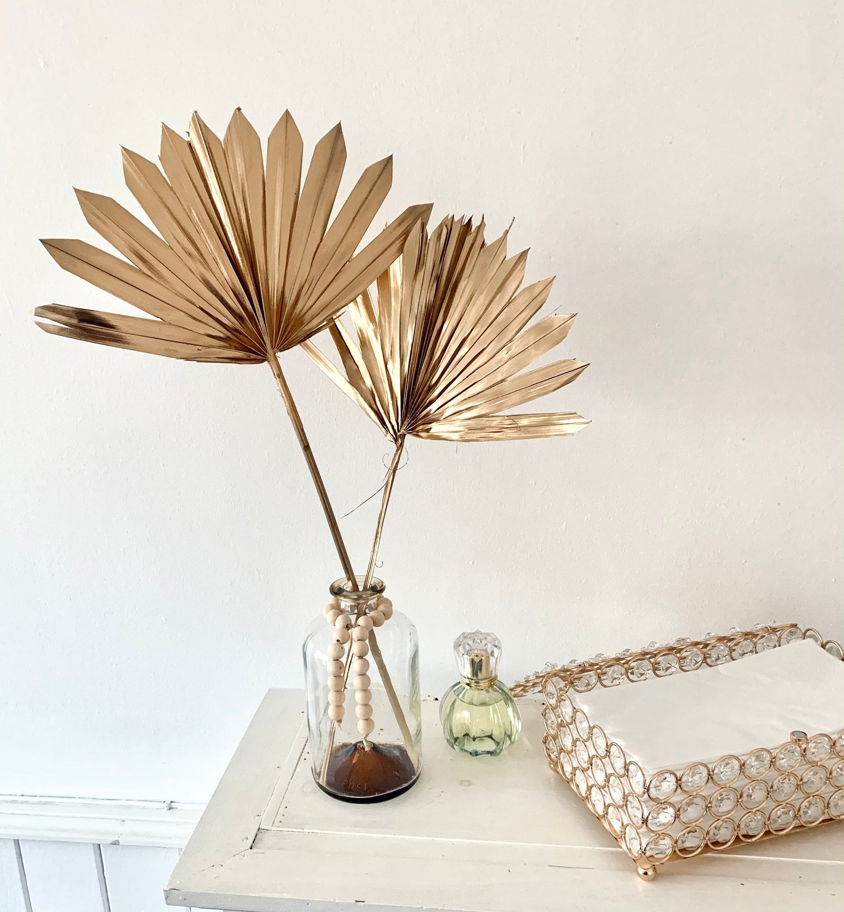 2 Gold sun palm leaf / palm leaves/ palm spears / cake topper / palm c ...