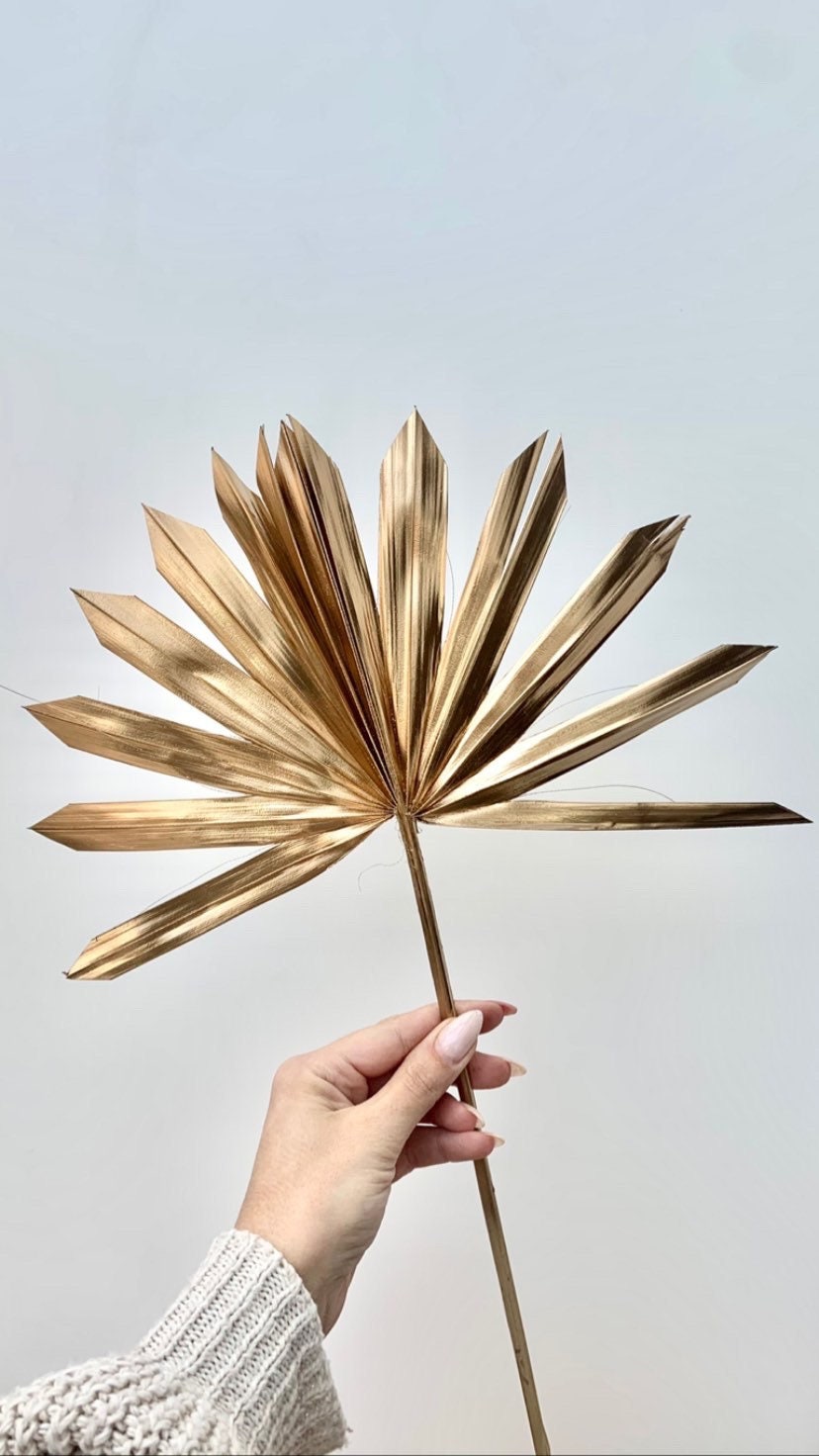 2 Gold sun palm leaf / palm leaves/ palm spears / cake topper / palm c ...